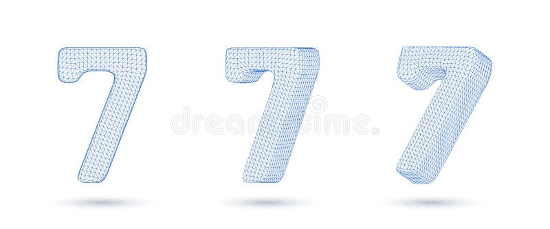 Number Seven Wireframe High Polygonal Outline Low Poly Style Vector ...