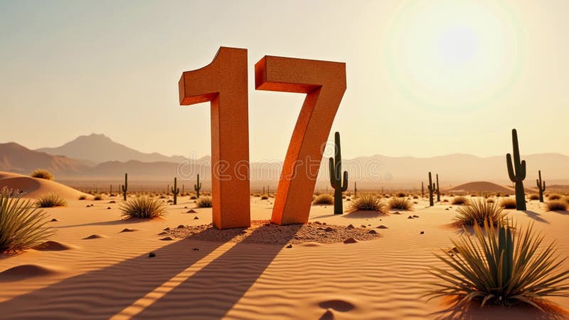 Number Seventeen in the Desert: a Digital Artwork Stock Video - Video ...