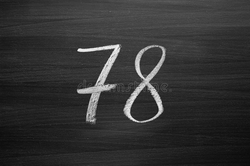 Number Seventy Eight Enumeration Written with a Chalk on the Blackboard ...