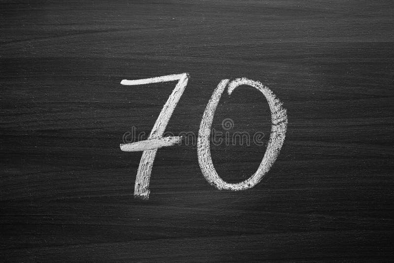 Number Seventy Enumeration Written with a Chalk on the Blackboard Stock ...