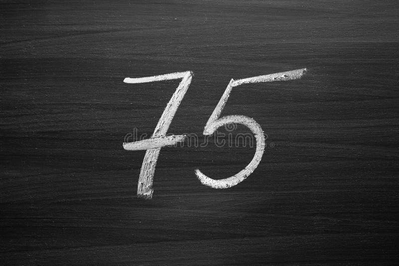 Number Seventy Five Enumeration Written with a Chalk on the Blackboard ...