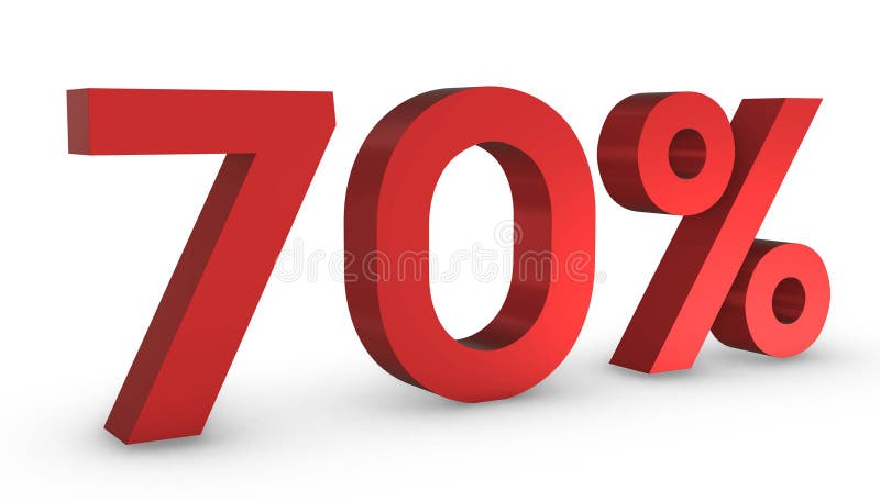 Number Seventy One Percent 71 Red Sign 3D Rendering Isolated on White ...