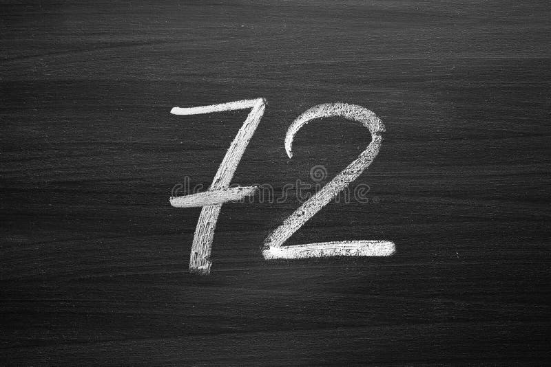 Number Seventy Two Enumeration Written with a Chalk on the Blackboard ...