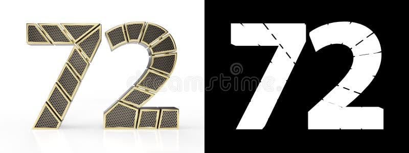 Number Seventy-two Number 72 with Perforated Gold Segments Stock ...