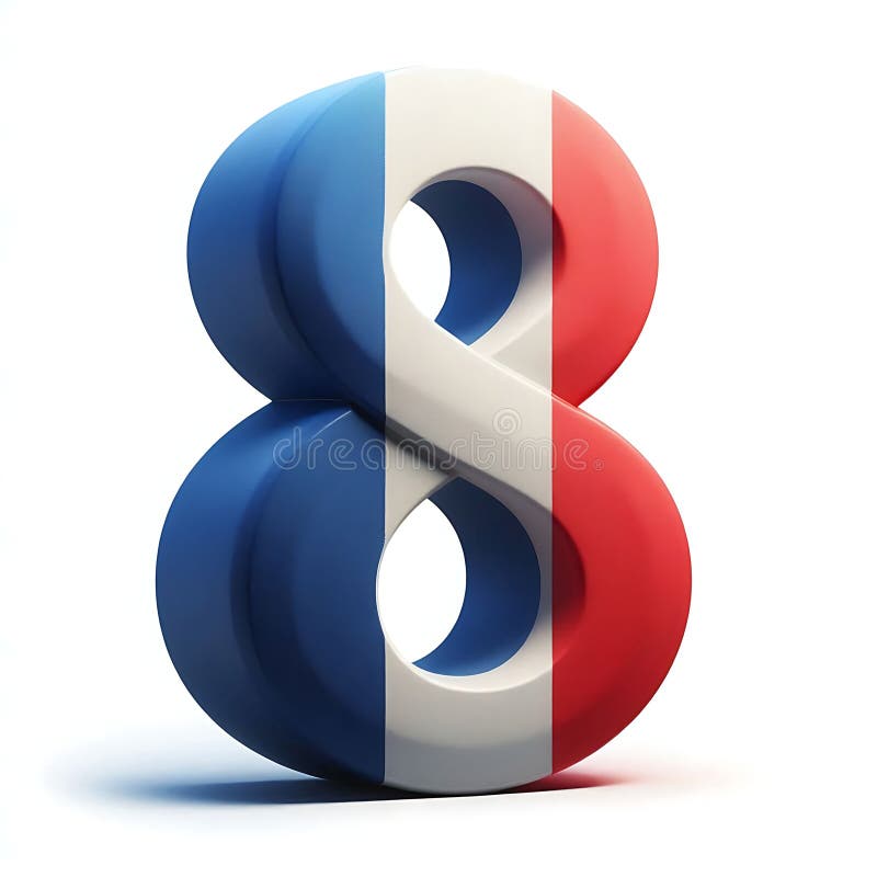 The Number 8 is in the Shape of a Circle with a Red, White, and Blue ...