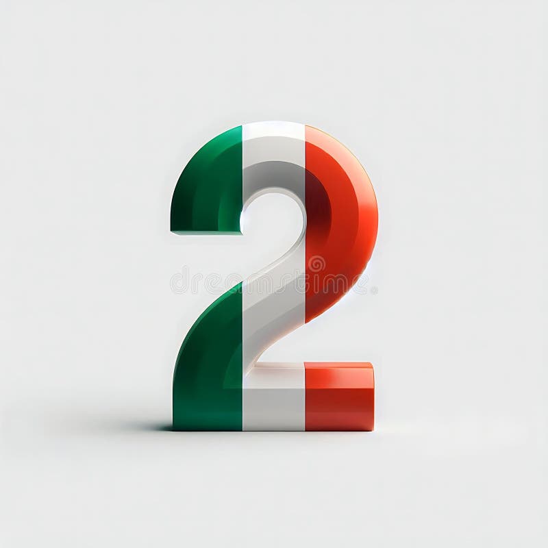 The Number 2 is in the Shape of a Flag with Green, White, and Red ...