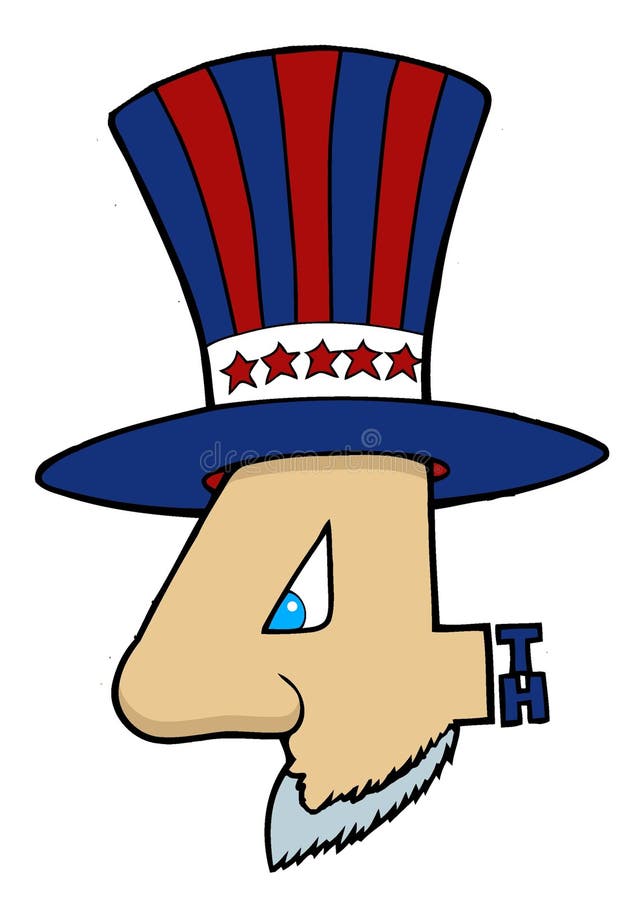Number 4 in Shape of Uncle Sam, July 4th Stock Vector - Illustration of ...