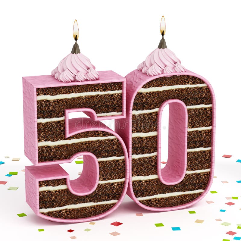 Birthday Cake With Candle Number 50 Stock Photo - Image of burning ...