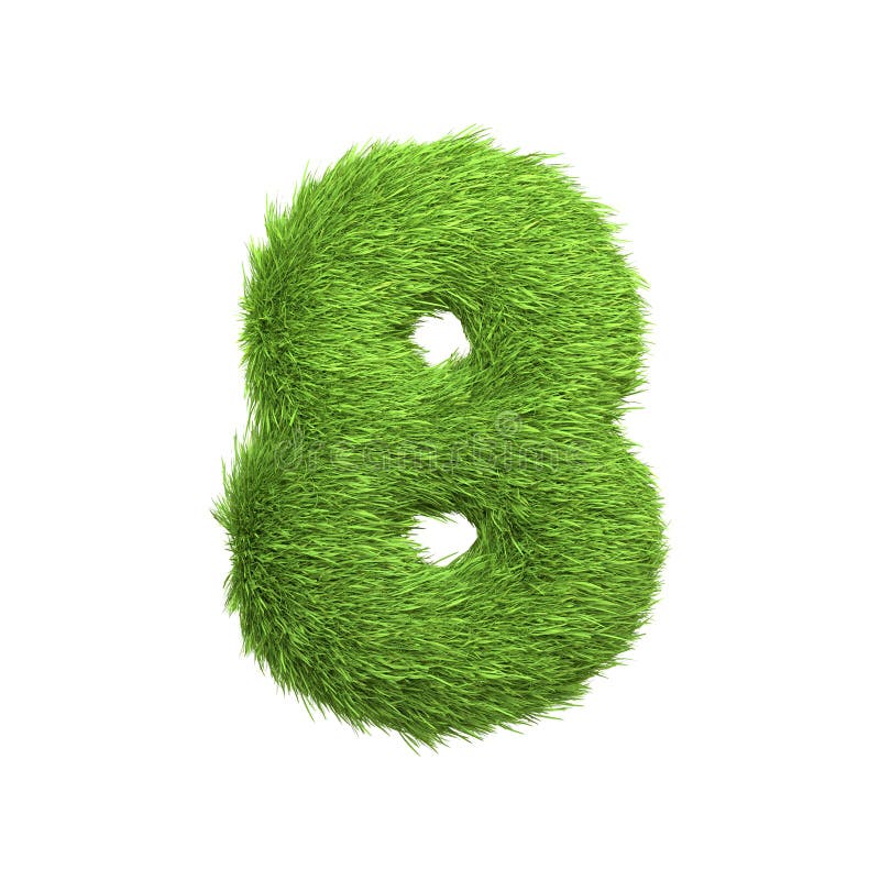 The Number 8 Shaped from Dense Green Grass, Set Against a Pure White ...
