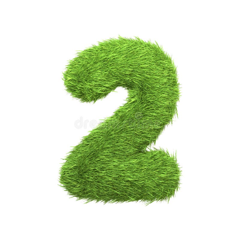 The Number 2 Shaped from Dense Green Grass, Set Against a Pure White ...