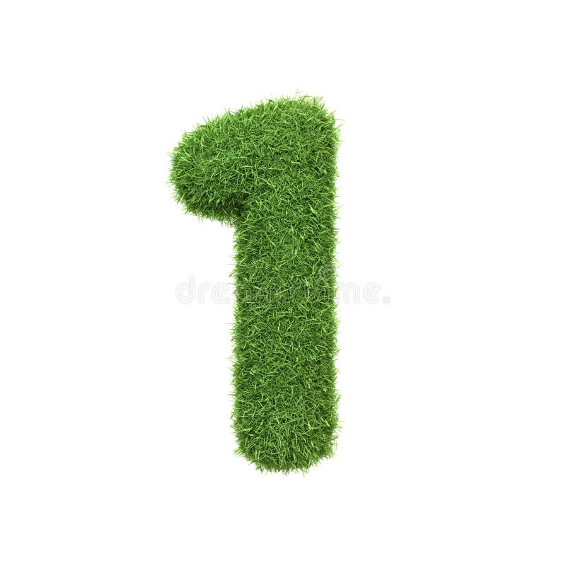 The Number 1 Shaped from Dense Green Grass, Set Against a Pure White ...