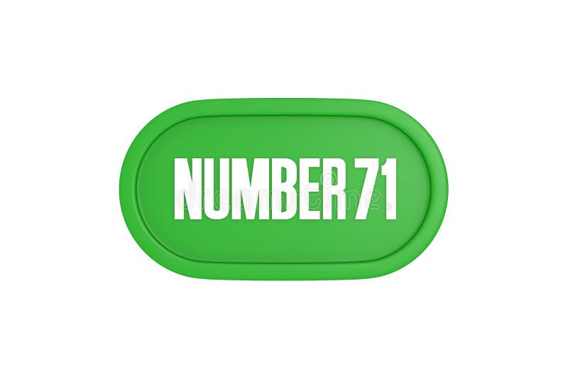 71 Number Sign in Green Color Isolated on White Background, 3d Render ...