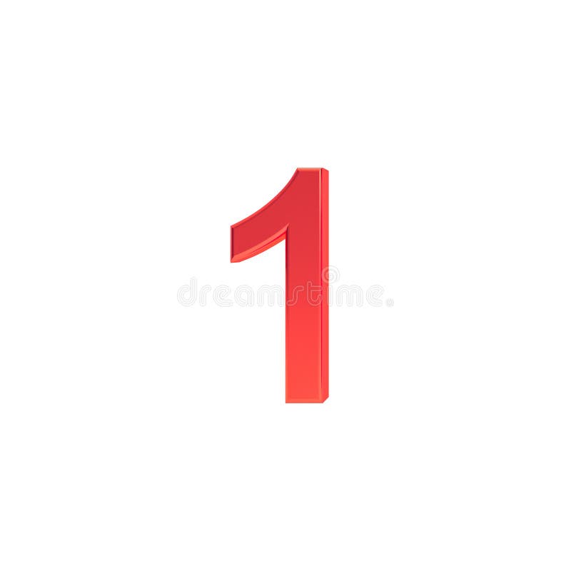 Number 1 Sign, 3d Red Number One Symbol Isolated on White Background ...