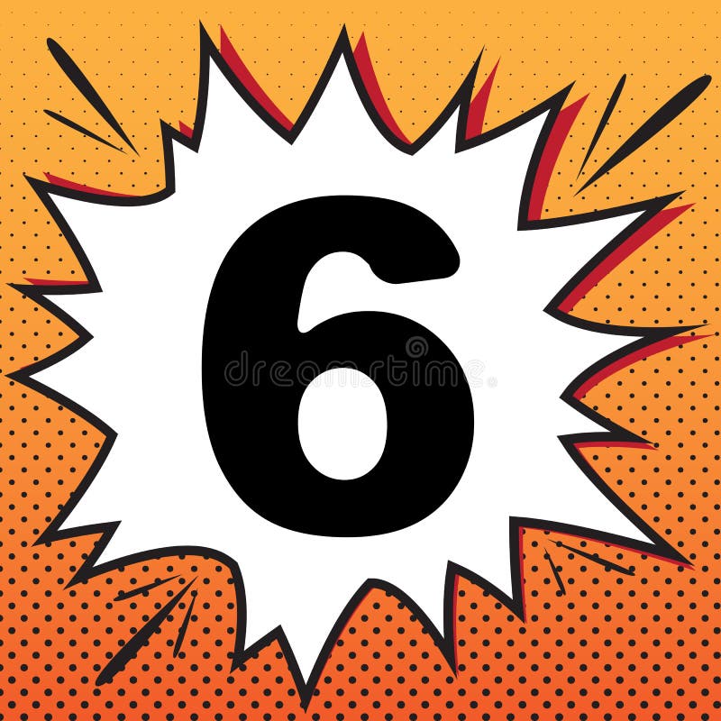 Number 6 Sign Design Template Element. Vector. Brush Drawed Black Icon ...