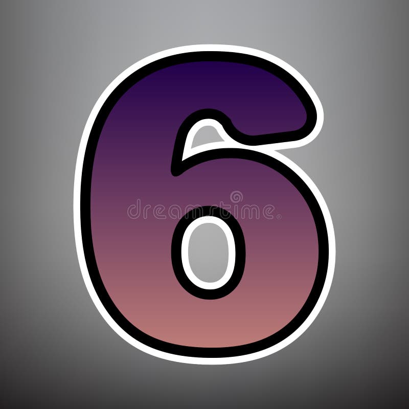 Number 6 Sign Design Template Element. Vector. Brush Drawed Black Icon ...