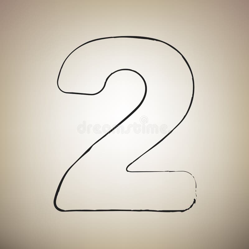 Number 2 Sign Design Template Elements. Vector. Brush Drawed Black Icon ...