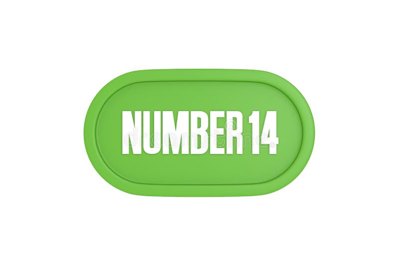 14 Number Sign in Light Green Color Isolated on White Background, 3d ...