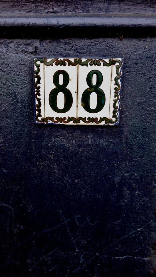 Number 88 Sign on Metal Door with White Plate Stock Image - Image of ...