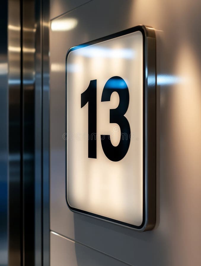 Number 13 Sign in a Modern Elevator Interior Stock Image - Image of ...