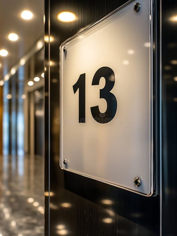 Number 13 Sign in an Office Building Hallway. Stock Photo - Image of ...
