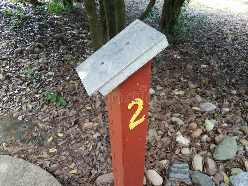 Number 2 Sign with Surface on Wood Post on Miniature Golf Course Stock ...
