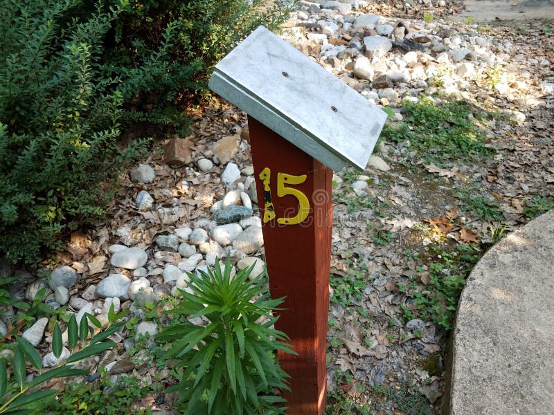 Number 15 Sign with Surface on Wood Post on Miniature Golf Course Stock ...