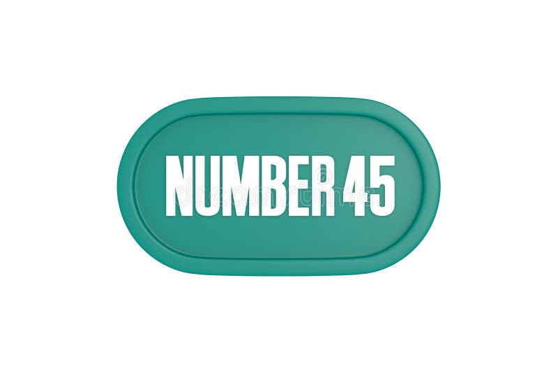 45 Number Sign in Teal Color Isolated on White Background, 3d Render ...