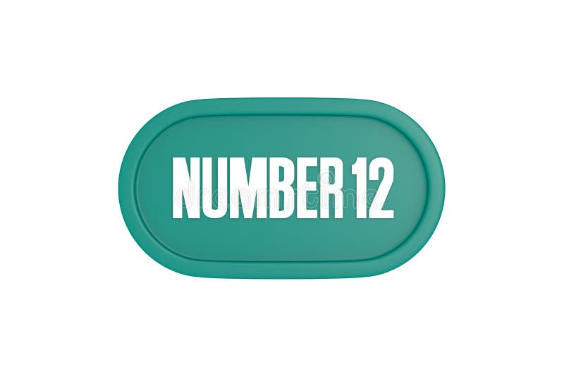 12 Number Sign in Teal Color Isolated on White Background, 3d Render ...