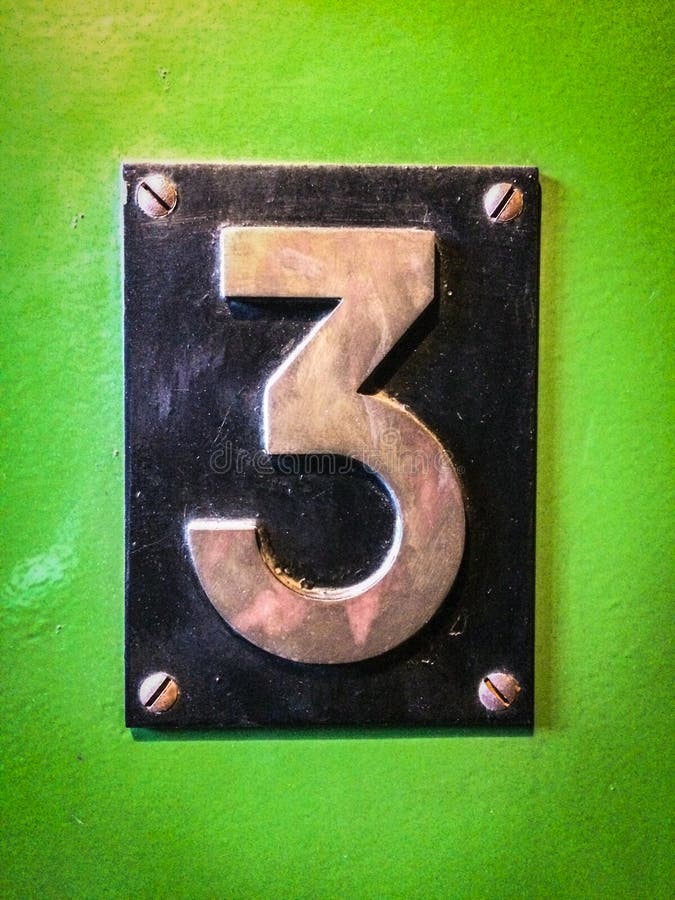 Number 3 Sign , Number Three Metal Sign on Green Background Stock Photo ...