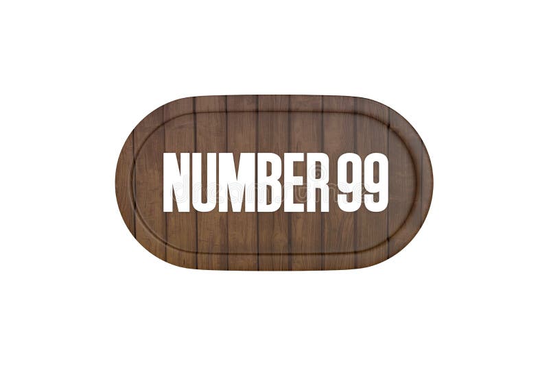 99 Number Sign in Wooden Color Isolated on White Background, 3d Render ...