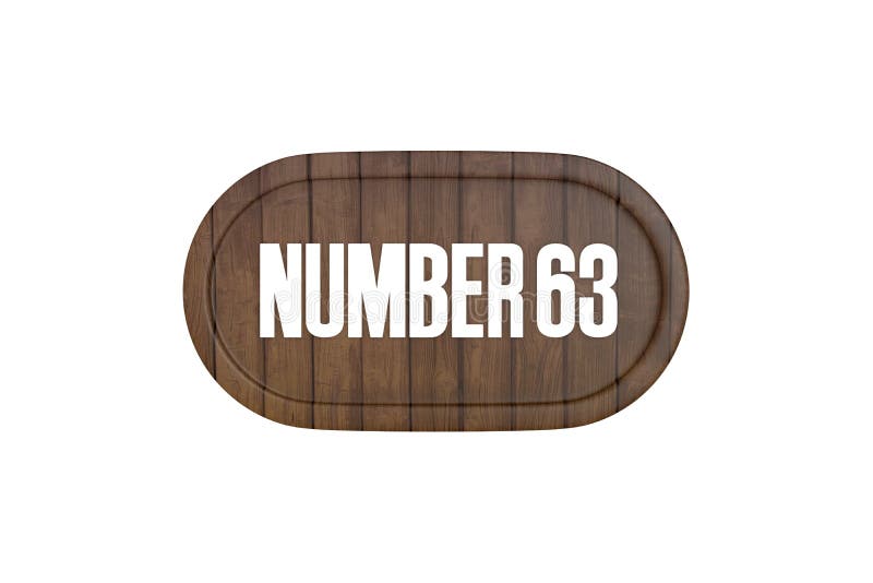 63 Number Sign in Wooden Color Isolated on White Background, 3d Render ...