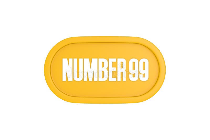 99 Number Sign in Yellow Color Isolated on White Background, 3d Render ...