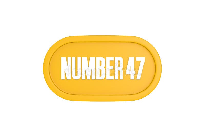 47 Number Sign in Yellow Color Isolated on White Background, 3d Render ...