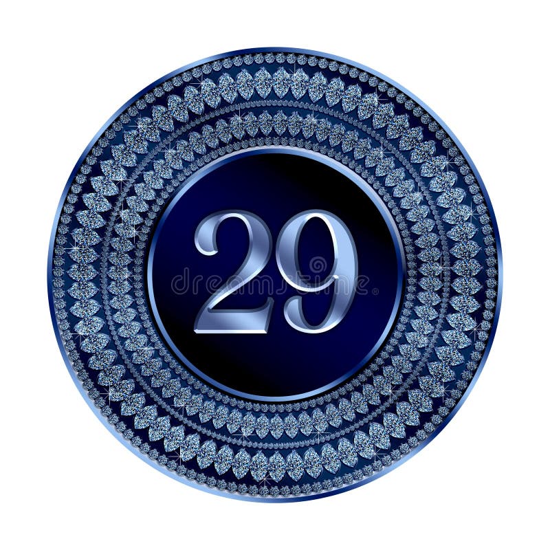 The Number "29" in Silver Against a Dark Blue Background. Stock ...