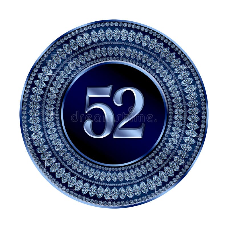 The Number "52" in Silver Against a Dark Blue Background. Stock ...