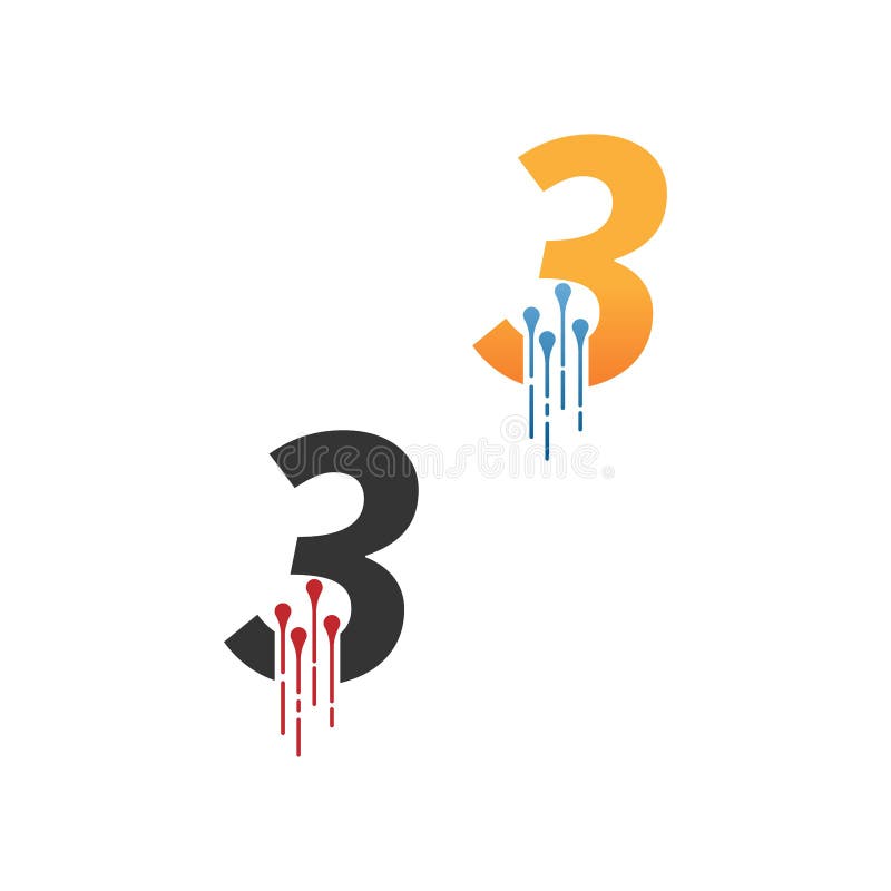 Number 3 Simple Tech Logo with Circuit Lines Style Icon Stock Vector ...