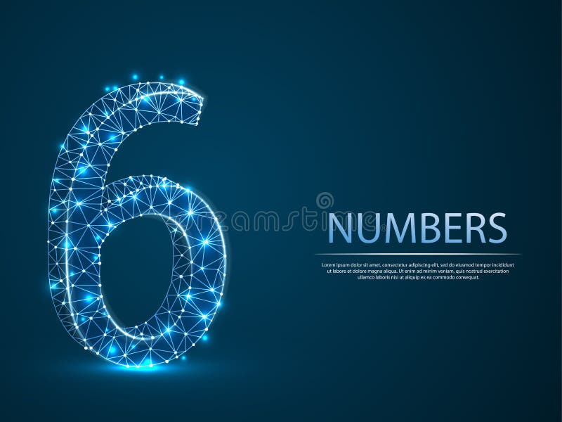 Number Six 3D Low Poly Abstract Illustration.Vector Digit 6 Wireframe ...