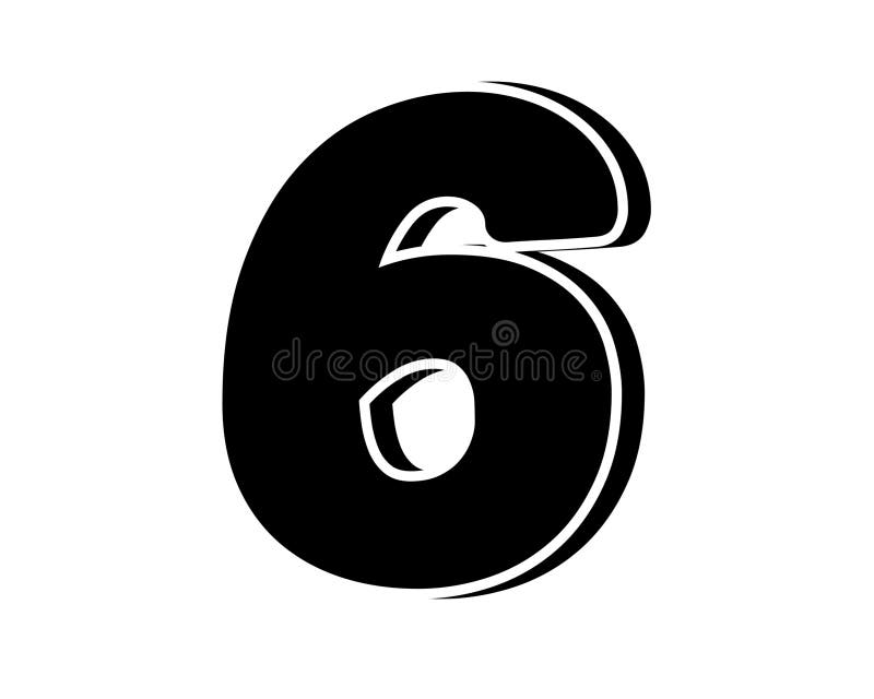 Number 6 Six 3D with Shadow Effects on White Background Stock ...