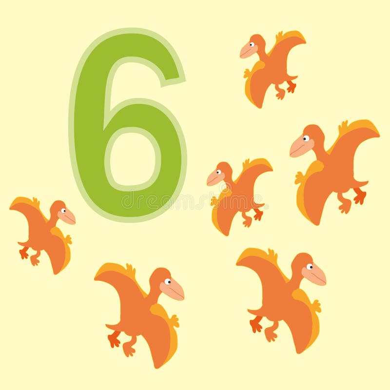 Number 6. Six Dinosaur (Brachiosaurus) . Stock Vector - Illustration of ...
