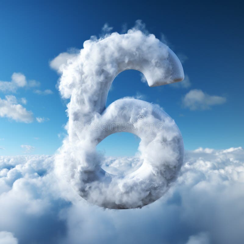 Hyperrealist Cloud Art: Number Six in the Sky Stock Illustration ...
