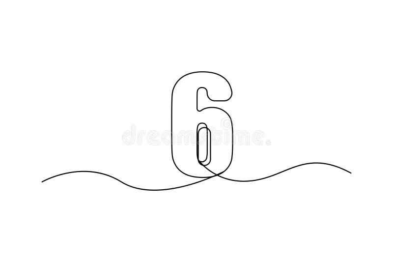 Number Six Icon. Minimalist Line Vector. Simple Numeric Design. Clean ...