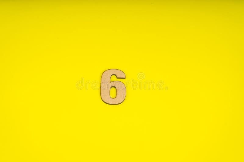 Number Six in Leather on Yellow Background Stock Photo - Image of ...