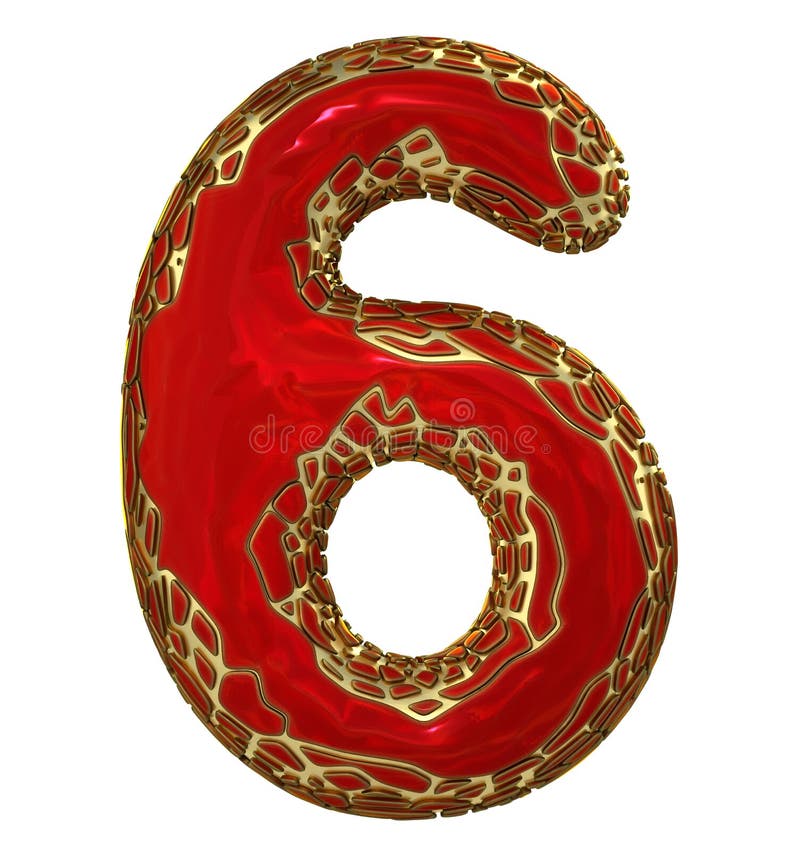 Number 6 Six in Low Poly Style Red Color Isolated on White Background ...
