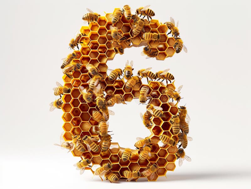 Number Six Made of Honey Comb Stock Illustration - Illustration of bees ...