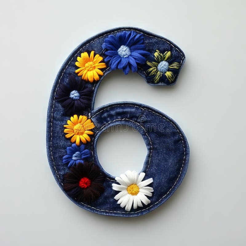A Number Six Made Out of a Pair of Jeans with Flowers on it Stock Photo ...