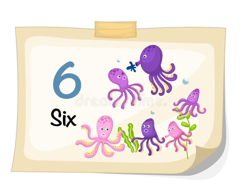 Number six octopus vector stock vector. Illustration of paper - 46266516