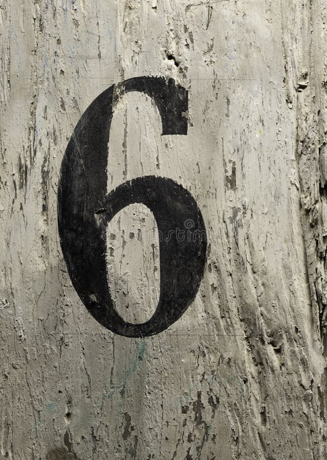 The Number Six Painted on Old Timber Post Stock Image - Image of ...