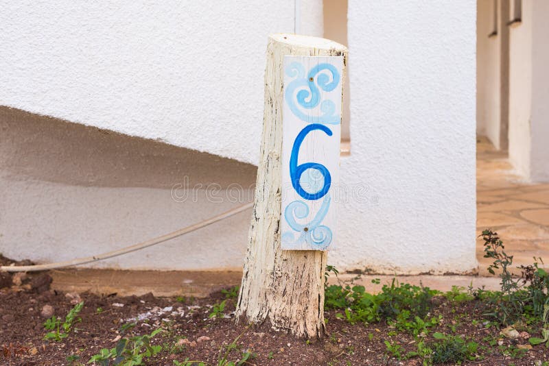 Number Six 6 Painted on Wooden Signboard Stock Photo - Image of ...