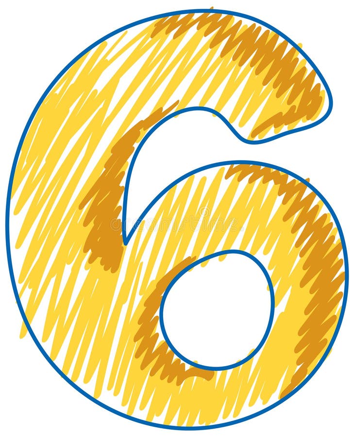 Number Six in Pencil Colour Sketch Simple Style Stock Vector ...