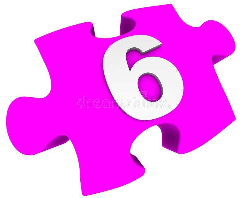 The Number Six. Puzzle Element Stock Illustration - Illustration of ...